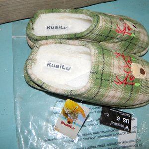 Kuailu | Shoes | Kuailu Plaid Memory Foam House Slippers Size 6 | Poshmark